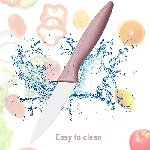 Kocpudu Fruit Knife Small, 3 Sharp and Durable Fruit Knife, Exquisite and Beautiful, with Scabbard, Paring Knife is Suitable for Most Vegetables, Fruits and Meat (pink, Blue, Green)