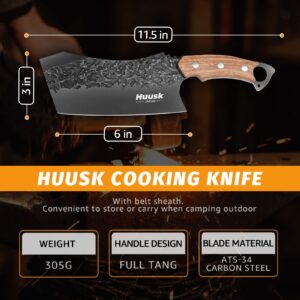 Huusk Collectible Knives Set Small Meat Knife & Meat Cleaver Knife with Belt Sheath and Gift Box