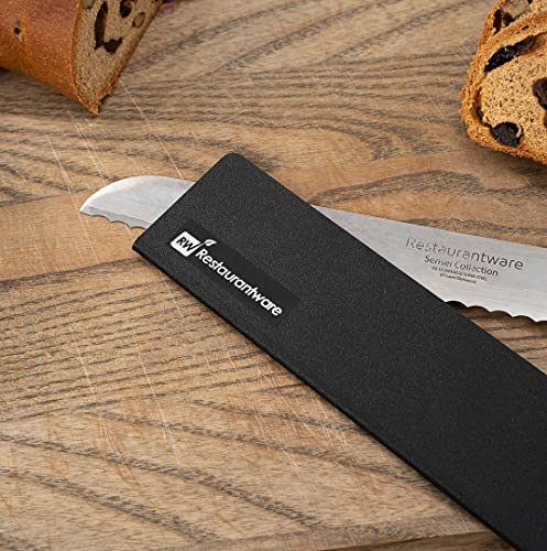 Restaurantware Sensei 12 x 2 Inch Knife Sleeve, 1 BPA-Free Knife Protector - Fits Chef Knife, Felt Lining, Black Plastic Knife Blade Guard, Durable, Cut-Proof