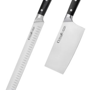 Cutluxe Slicing & Cleaver Knife Set – Forged High Carbon German Steel – Full Tang & Razor Sharp – Ergonomic Handle Design – Artisan Series