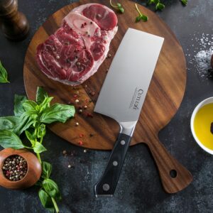 Cutluxe Slicing & Cleaver Knife Set – Forged High Carbon German Steel – Full Tang & Razor Sharp – Ergonomic Handle Design – Artisan Series