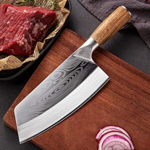 MUDHEN Cleaver Knife-Vegetable Cleaver 7" Kitchen Knife-Chinese Chef's Knives-Cleavers-Cleaver Kitchen Knife- Meat Cleaver Superior Class Stainless for Kitchen with gift box(German Steel Kitc