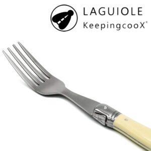 KeepingcooX LAGUIOLE Forks of 6, Stainless Steel Dinnerware/Tableware/Flatware/Cutlery Set with White/Ivory Handle, Made in China, Reputable Global Manufacturer with Certificate (GMC), Value for Money