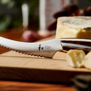 [NAGOMI] 5 inch Serrated Cheese Knife - Made in Seki, Japan - Blade in 440A and Comfortable Pakkawood Handle - Japanese Sharp Knife