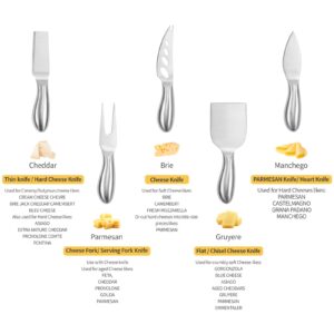 CGGYYZ Cheese Knives Set of 5, Kitchen Gadgets Slicer Cheese Board Charcuterie Accessories for Valentines Day Gifts, Stainless Steel Blade Cheese Knife Set for Charcuterie Boards Cheese Cutter