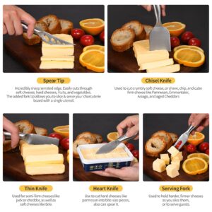 CGGYYZ Cheese Knives Set of 5, Kitchen Gadgets Slicer Cheese Board Charcuterie Accessories for Valentines Day Gifts, Stainless Steel Blade Cheese Knife Set for Charcuterie Boards Cheese Cutter