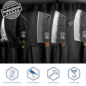 XYJ Authentic Since 1986, Forged Kitchen Knife Set, High Carbon Steel Cleavers, 5pcs Knives Set With Roll Bag, Bone Scissors, Honing Steel, Mini Knife, Sharp For Chopping Meat Vegetables