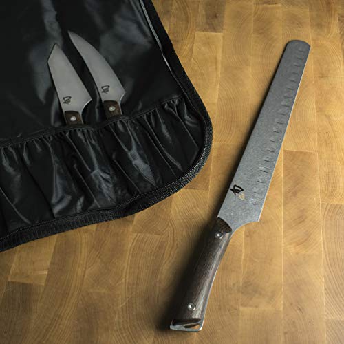 Shun Cutlery Kanso 4 Piece BBQ Knife Set, Kitchen Knife Set with Knife Roll, Includes 5" Asian Multi-Prep Knife, 6.5" Boning/Fillet Knife, and 12" Brisket Knife, Handcrafted Japanese Kitchen Knives