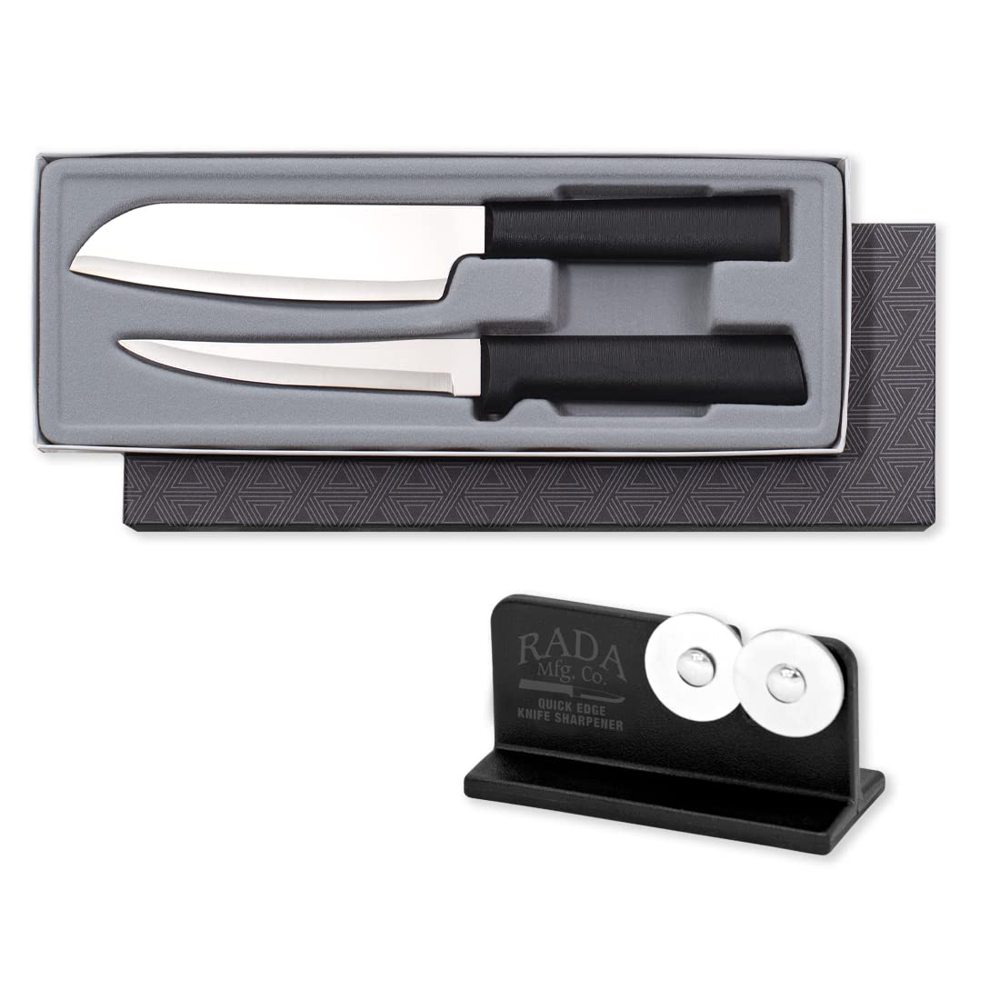 RADA Two Piece Black Handled Knife Cook’s Choice Gift Set With Knife Sharpener