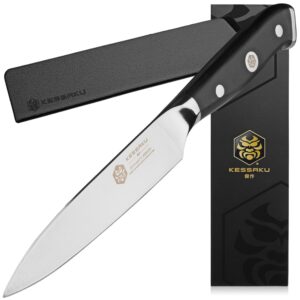 kessaku utility knife - 5 inch - dynasty series - razor sharp kitchen knife - forged thyssenkrupp german high carbon stainless steel - g10 garolite handle with blade guard