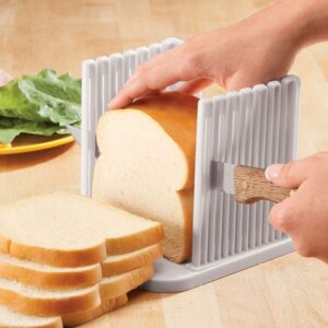 Jerliflyer Bakeware Bread Cutter, Foldable Bread Slicer Loaf Toast Cutter Evenly Removable ABS Easy to Use Pastry Cutters for Slicing Bread Kitchen