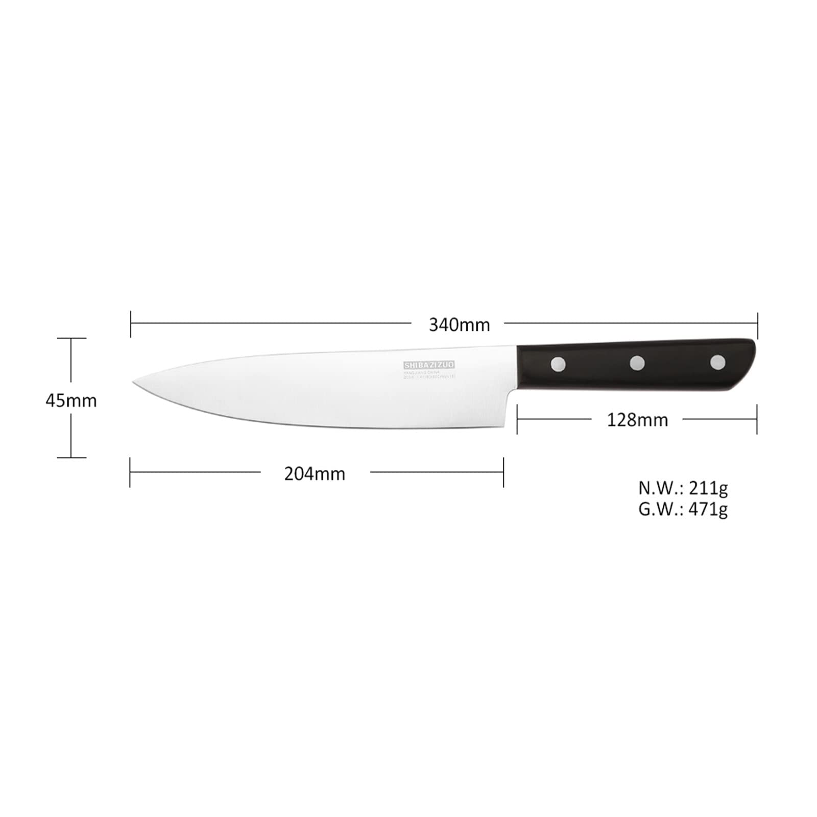 SHI BA ZI ZUO SL502 8 Inch Chef's Knife Cooking Knife Germany Stainless Steel Sharp Knives Ergonomic Cutlery Tool