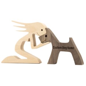 guanke wooden women's dog carving ornaments are used for home office desks,wooden dog carving decorations,wood carving decorations - increase (pl020a)