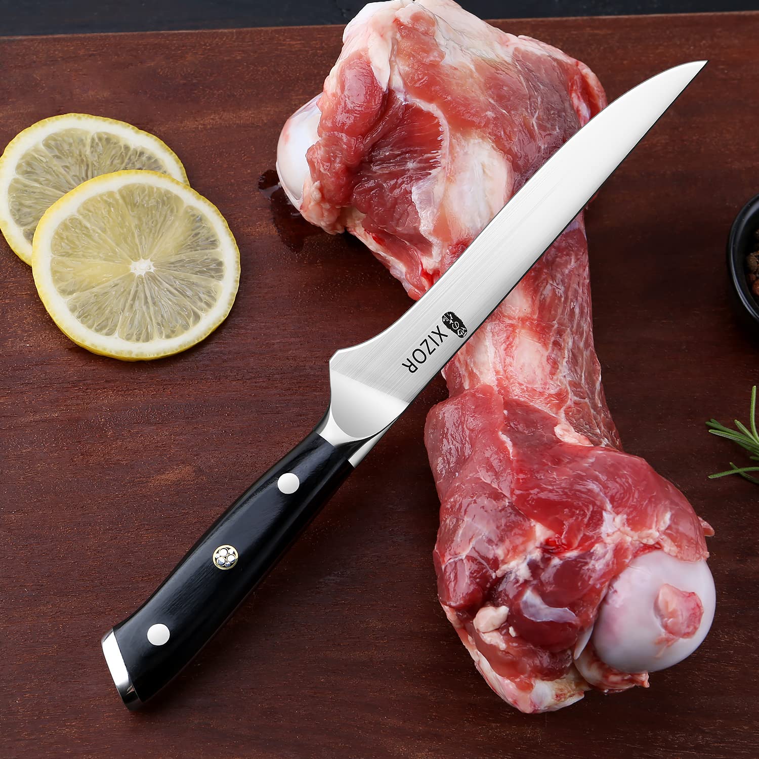 XIZOR Boning Knife 6 inch DeBoning & Fillet Knife, German High Carbon Stainless Steel Blade, Razor Sharp Kitchen Cooking Knife, Ergonomic Full Tang Handle Design with Gift Box