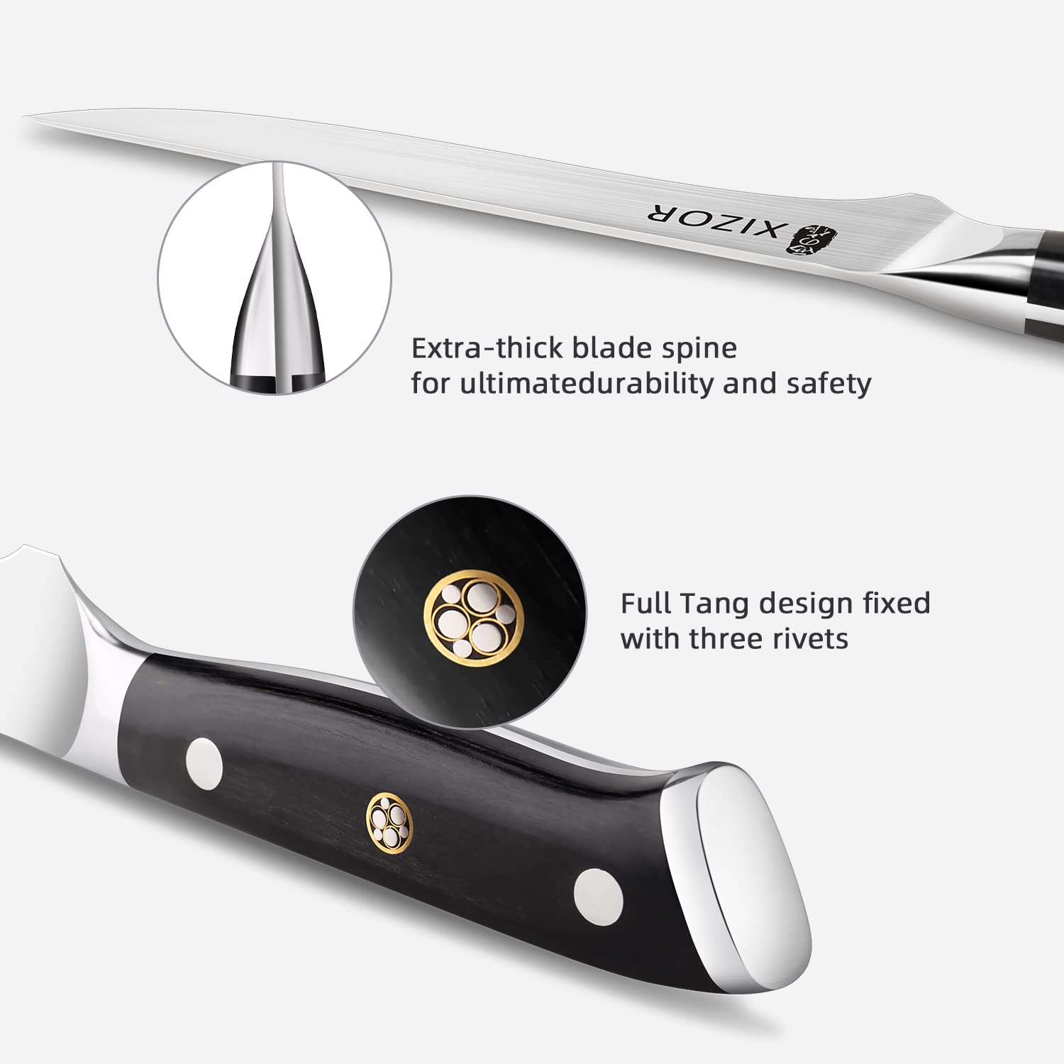 XIZOR Boning Knife 6 inch DeBoning & Fillet Knife, German High Carbon Stainless Steel Blade, Razor Sharp Kitchen Cooking Knife, Ergonomic Full Tang Handle Design with Gift Box