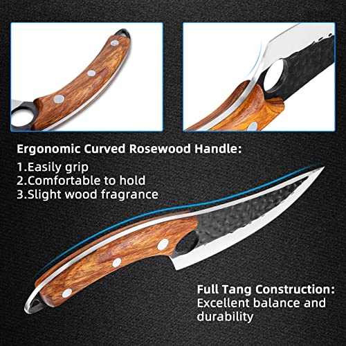 Hand-Forged Boning knife with Sheath, Pocket Knife Sharpener with Gift Box Martensitic Stainless Meat Cleaver Butcher Knives Chef knife Vegetable Knife Asian Knife