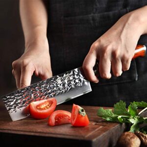 YARENH Chef Knife, 6.5 inch Nakiri Kitchen Vegetable Knife, Sharp Damascus Stainless Steel Blade,73 Layers, High Carbon,Full Tang, Dalbergia Wood Handle, Gift Box Packing,HTT-Series