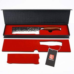 YARENH Chef Knife, 6.5 inch Nakiri Kitchen Vegetable Knife, Sharp Damascus Stainless Steel Blade,73 Layers, High Carbon,Full Tang, Dalbergia Wood Handle, Gift Box Packing,HTT-Series