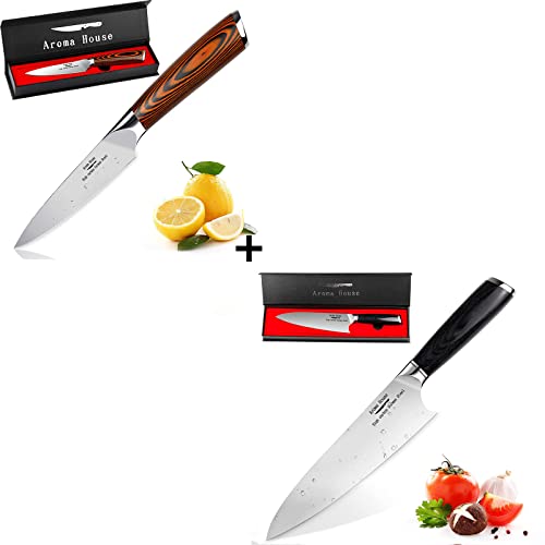 Aroma House Kitchen Pratical Gift, Gift Box Packed, 4" PARING KNIFE & 8" CHEF KNIFE