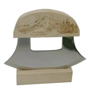 Alaskan Ulu Knife with Wooden Display Stand