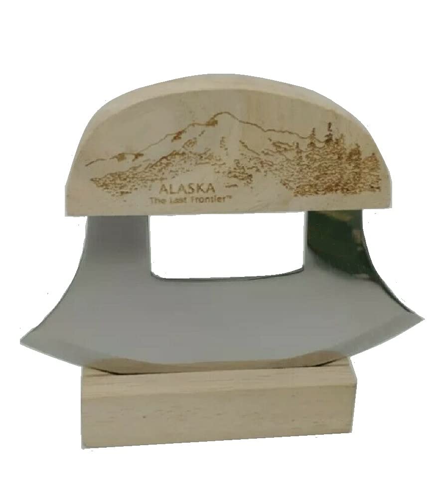 Alaskan Ulu Knife with Wooden Display Stand