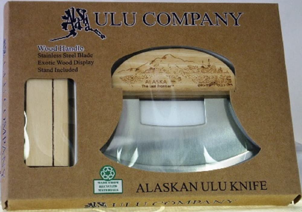 Alaskan Ulu Knife with Wooden Display Stand