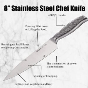 CHUYIREN Chef Knife,8" Stainless Steel Japanese Chef Knife, Full-Tang Knife with Ergonomic Handle, Professional Sharp Cooking Knife Cutting Knife Meat Knife for Kitchen or Restaurant