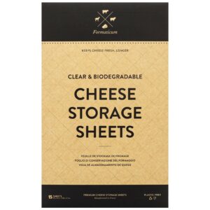 formaticum cheese storage sheets - cheese saver from france- professional earth friendly transparent cheese wrap - cheese sheet savers of wood-based cellulose fibers - clear 15 sheets with 9" x 12"