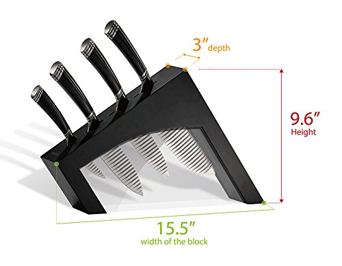 Casaware 5pc Knife Block Set (All Purpose, Chef, Serrated Utility, Paring, Knife Block) (Black)