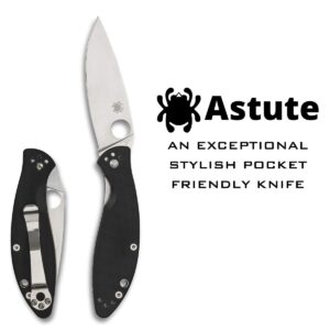 Spyderco Astute Value Knife with 3.02" Stainless Steel Blade and Durable Black G-10 - PlainEdge - C252GP