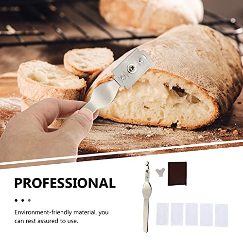 Luxshiny Sourdough Lame Blade Knife 1 Set Bread Lame Tool Set Stainless Steel Bread Bakers Slasher Tool Hand Crafted Dough Scoring Knife Cutter with Replacement Blades Cover Cutter Cover