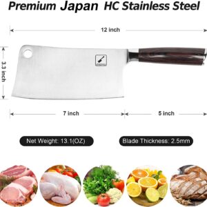 imarku 7 inch Butcher Knife and Cleaver, High Carbon Steel Ultra Sharp Kitchen Knife with Ergonomic Handle