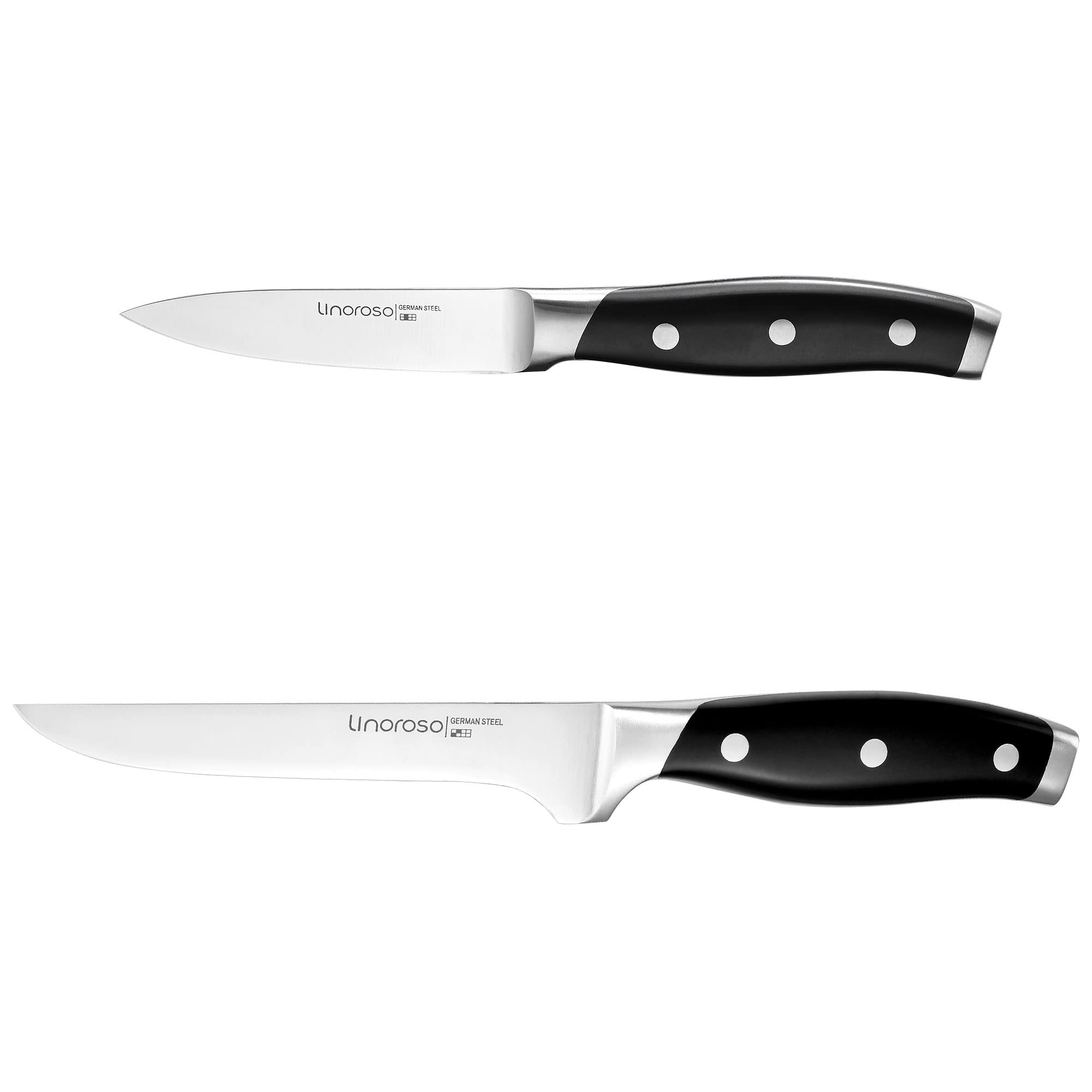 linoroso Classic 2-Piece Kitchen Knife Set | 2-Piece German Knife Set with 3.5" Paring Knife & 5.7" Boning Knife | Ultra Sharp Forged German High Carbon Stainless Steel Kitchen Cook's Knife Set