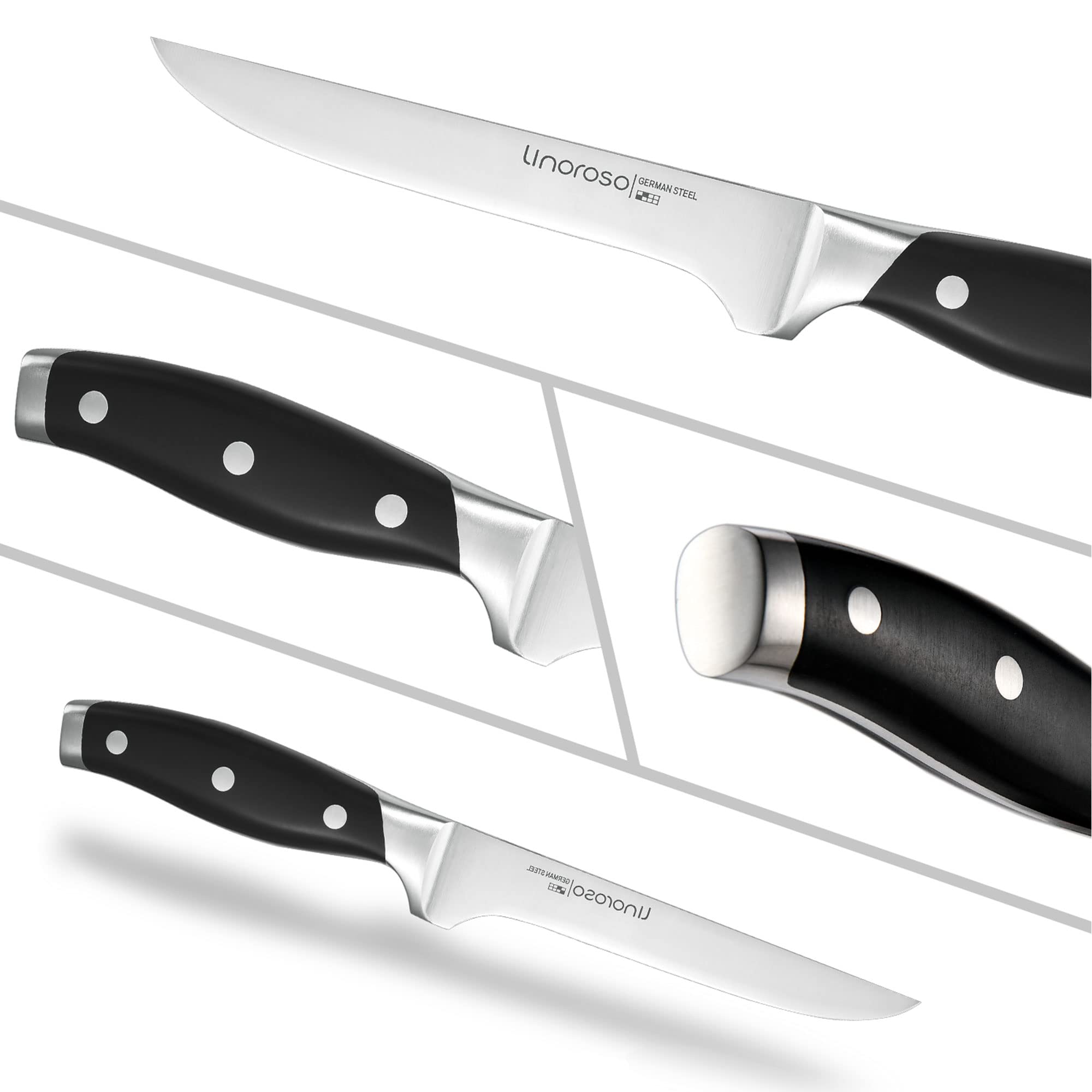 linoroso Classic 2-Piece Kitchen Knife Set | 2-Piece German Knife Set with 3.5" Paring Knife & 5.7" Boning Knife | Ultra Sharp Forged German High Carbon Stainless Steel Kitchen Cook's Knife Set