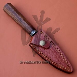 Handmade Damascus Paring Knife, Petty Knife with Sheath, 9" Thin Sharp JNR 4014