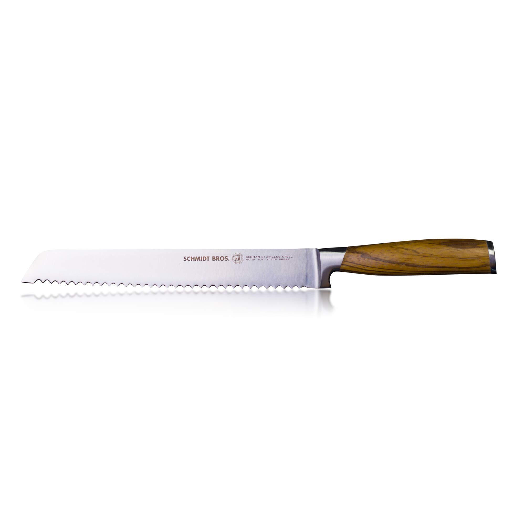 Schmidt Brothers - Zebra Wood, 8.5" Bread Knife, High-Carbon German Stainless Steel Mulitpurpose Kitchen Cutlery