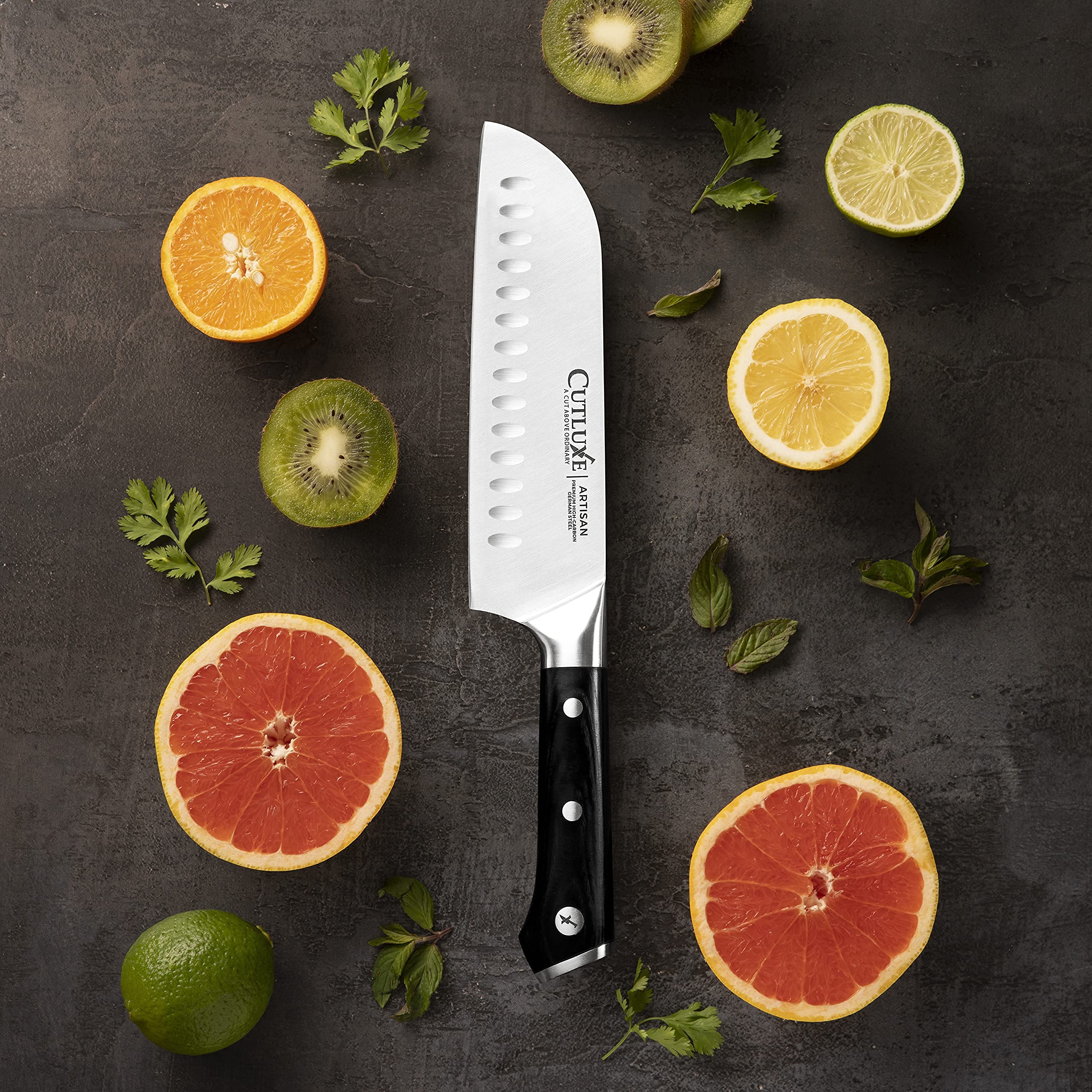 Cutluxe Santoku Knife, Utility Knife & Paring Knife – Forged High Carbon German Steel – Full Tang & Razor Sharp – Ergonomic Handle Design – Artisan Series