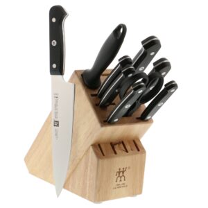 henckels zwilling gourmet 10-pc knife block set, 3.15 pound, black/stainless steel (36131-005)