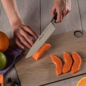 ARCOS Chef Knife 8 Inch Stainless Steel. Professional Cooking Knife for Cutting Fish, Meat and Onion. Ergonomic Polyoxymethylene Handle and 200mm Blade. Series Riviera. Color Black