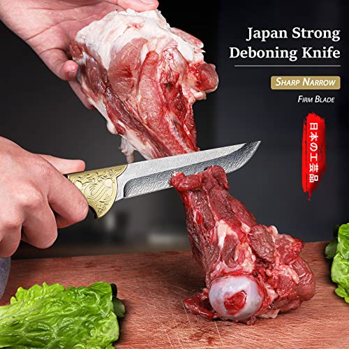 Purple Dragon Carving Knife 5" Japanese Steel Professional Fillet Knife with Sheath,Trimming Knife with Elegant Blade,Sharp Knife for Meat,Fish,Camping,with Gift Box