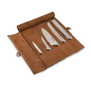 hammer stahl bbq knife set | 5 piece knife set with engraved leather roll | premium quality barbecue knife set for meat cutting | the essential bbq stainless steel knife set | cutting knife set