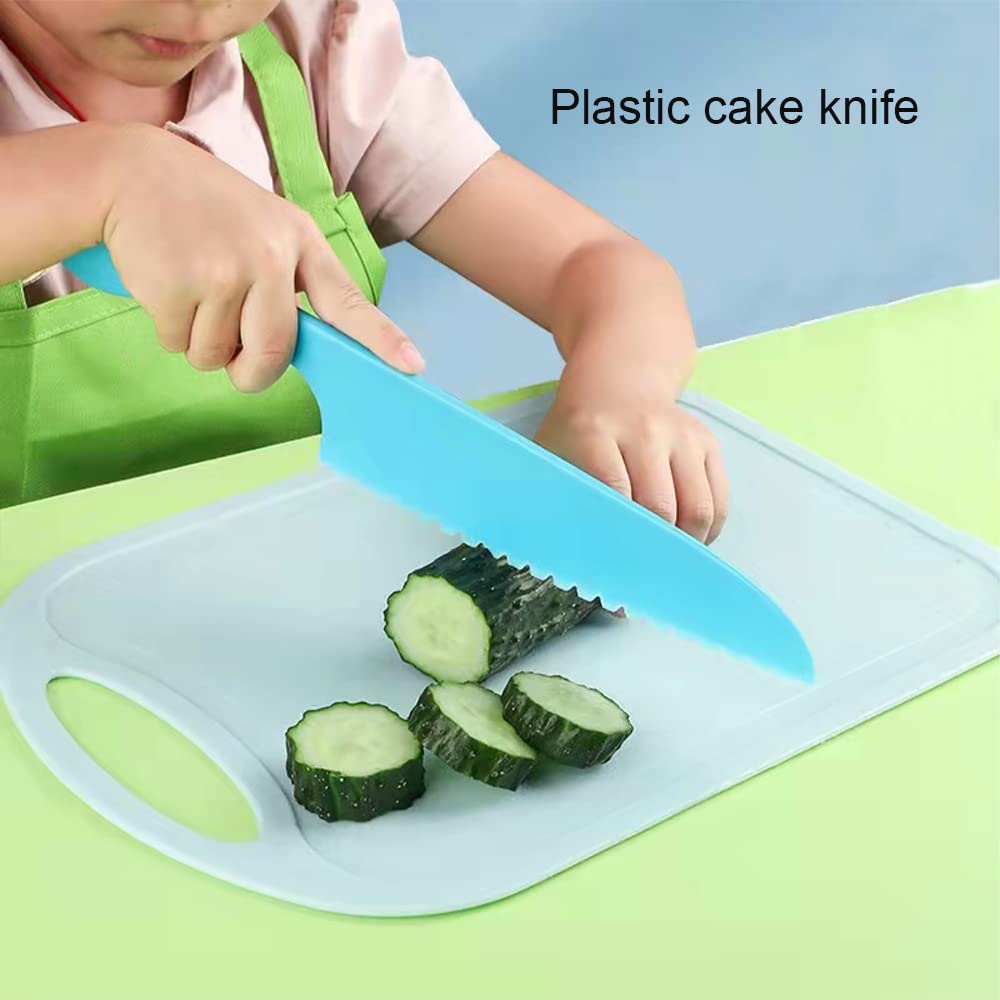 Xaocaige Plastic cake Knife, Children's Kitchen Safety Knife 3 piece set Nylon, Children's cooking knife 3 sizes and colors for cooking and cutting pastries, cake，breads, fruits, vegetables.