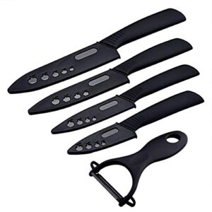 Ceramic Knife Set, 5 Pieces Professional Chef Knives with Sheaths, including Ceramic Knives of 6"/5"/4"/3" 4 Different Sizes and 1 Vegetable Peeler