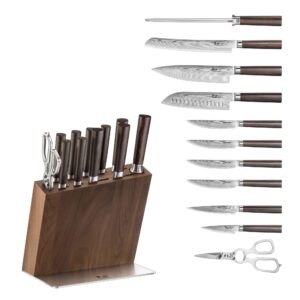 Cangshan HAKU Series 501196 X-7 Damascus Steel Forged 12-piece HUA Knife Block Set