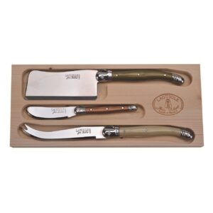 jean dubost laguiole mineral 3pc cheese knife set