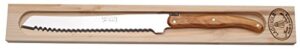 jean dubost bread knife, olive wood