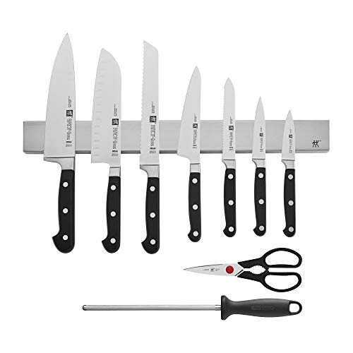 ZWILLING Professional S 10-Piece Razor-Sharp German Block Knife Set With 17.5-inch Stainless Magnetic Knife Bar, Made in German Factory with Special Formula Steel perfected for almost 300 Years