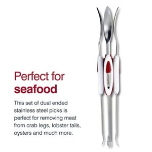 Zyliss Seafood Picks - Seafood Spoon & Fork - Stainless Steel Utensils - Dual-Ended Picks & Seafood Tools - Kitchen Tool & Gadget - Dishwasher Safe - Stainless Steel