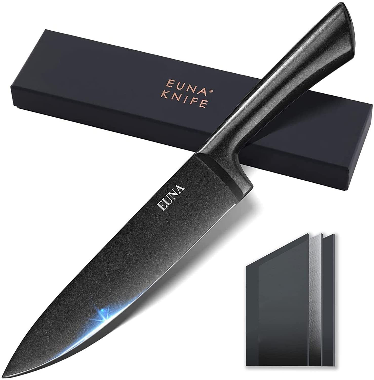 EUNA kitchen knife 8 inches Integrated with sheath & gift box Chef's knife Durable, ultra-sharp cutlery knife with ergonomic handle for culinary cutting. Cutting meat vegetables