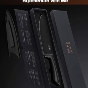 EUNA kitchen knife 8 inches Integrated with sheath & gift box Chef's knife Durable, ultra-sharp cutlery knife with ergonomic handle for culinary cutting. Cutting meat vegetables